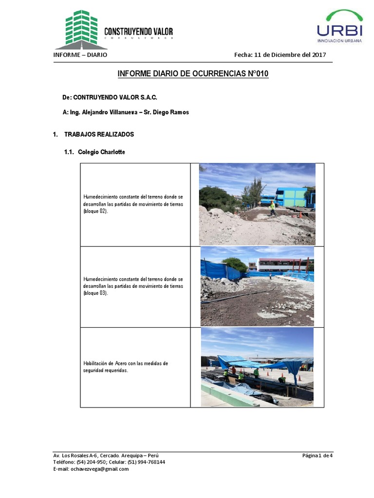 Informe Fotográfico de obra | PDF | Science | Ingeniería