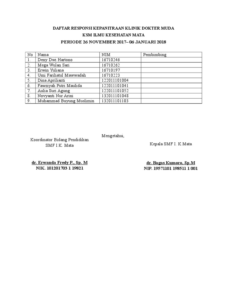 Daftar Responsi 3x | PDF