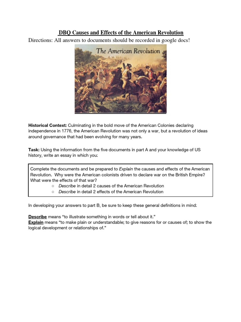 Edu 527 American Revolution DBQ Formative Assessment | PDF | American ...