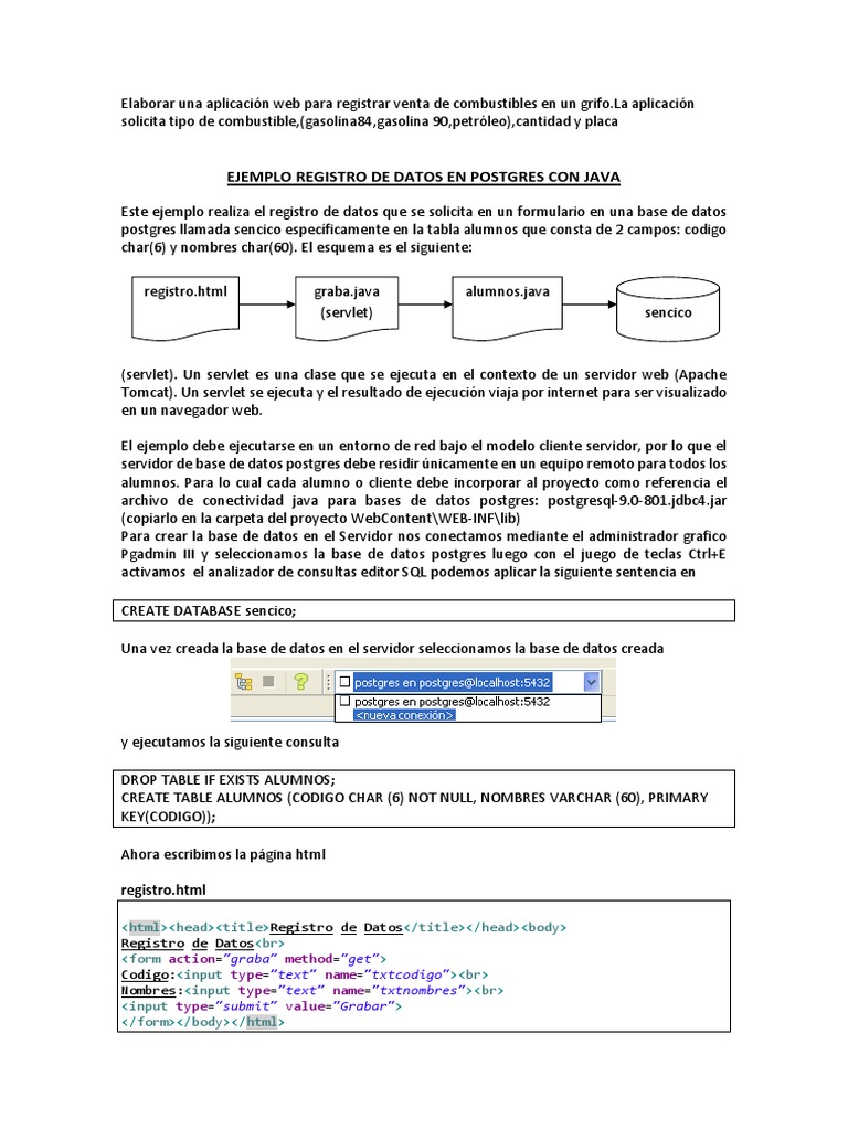 Registro de Combustibles con Java y PostgreSQL | PDF | Servidor web | Internet y web