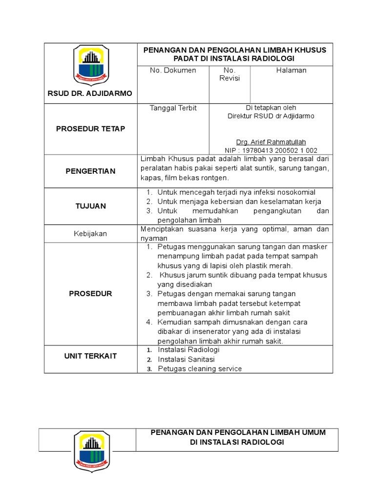 SPO Penanganan Limbah B3 | PDF | Kesehatan Holistik | Sains & Matematika