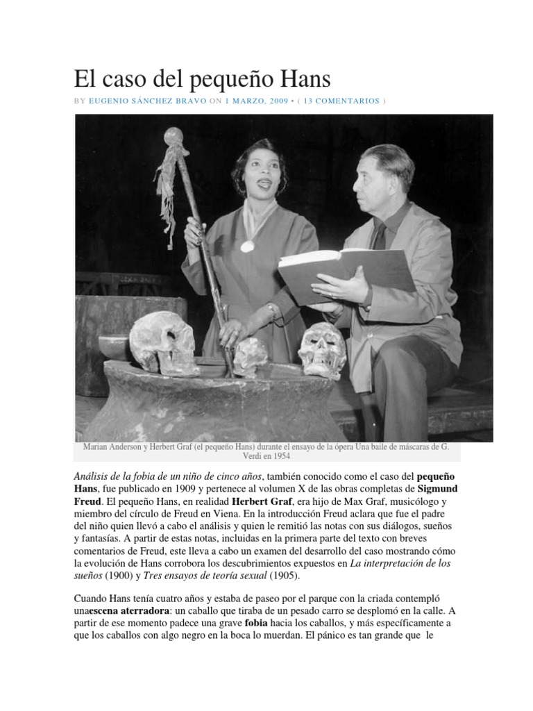 Análisis del Caso del Pequeño Hans | PDF | Sigmund Freud | Fobia