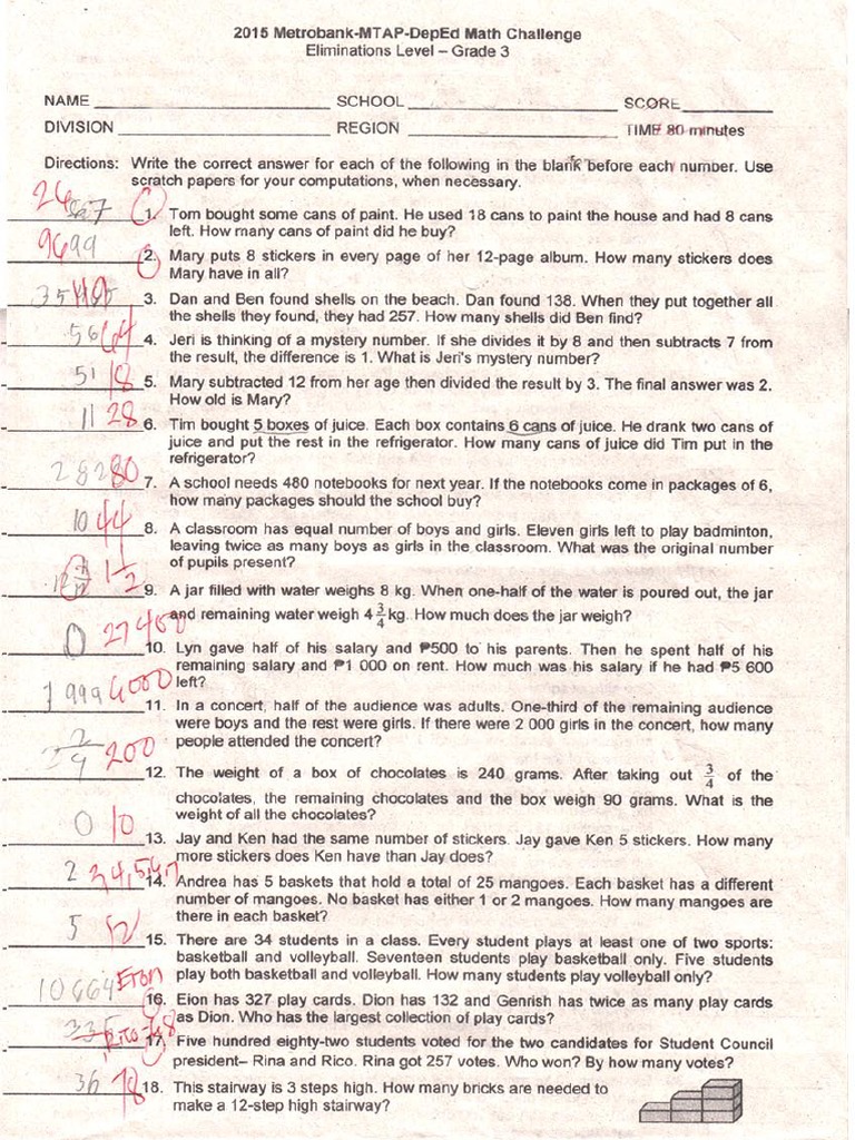 Mtap Reviewer - Grade 3 PDF | PDF