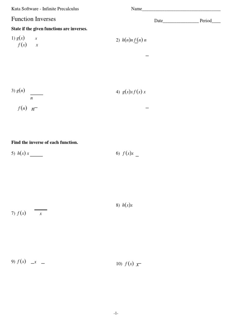01 - Function Inverses | PDF | Function (Mathematics) | Analysis