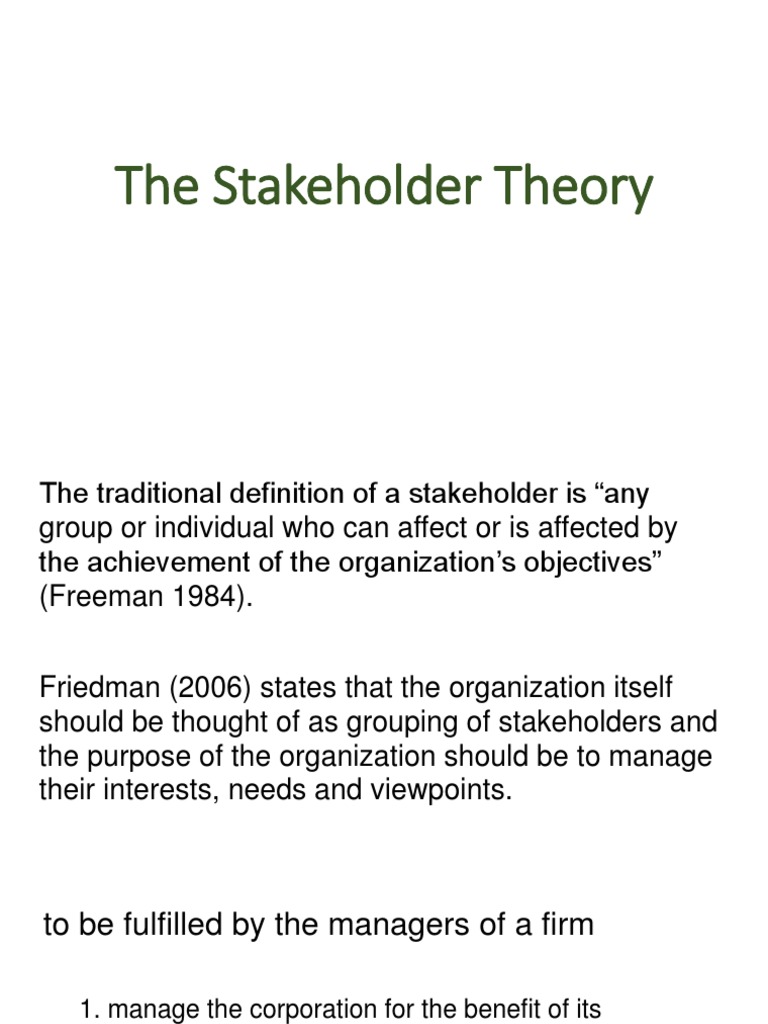 The Stakeholder Theory | Stakeholder (Corporate) | Politics