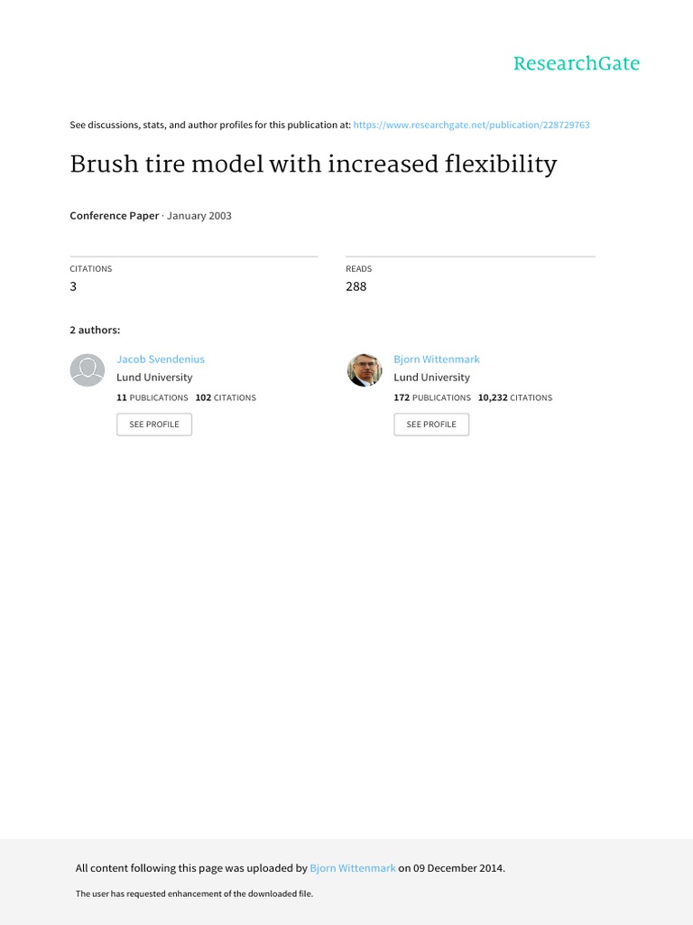 Brush Tire Model | PDF | Friction | Force