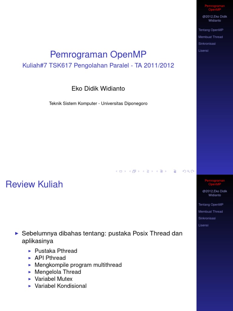 TSK617 Kuliah7a OpenMP Programming | PDF