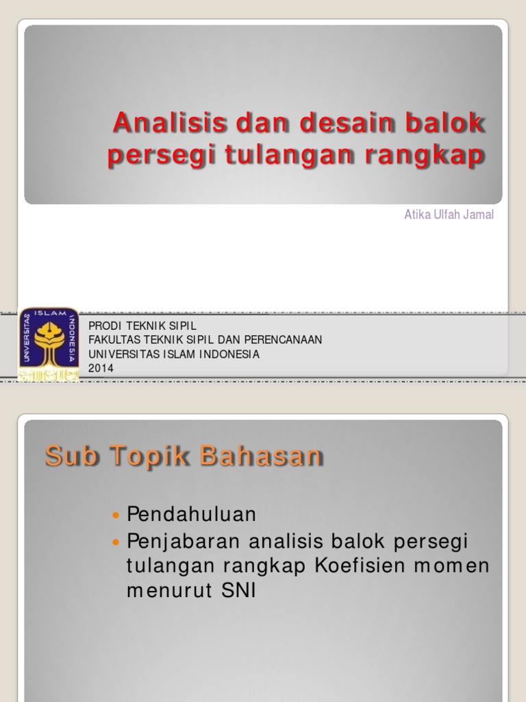 Balok Tulangan Rangkap PDF | PDF
