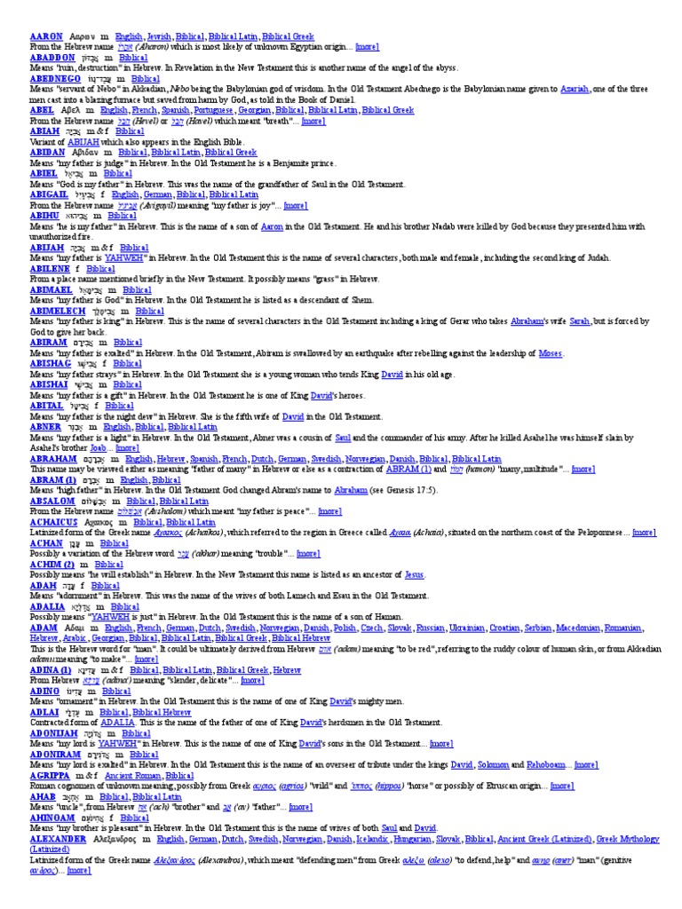 Biblical Names | PDF | Old Testament | Bible