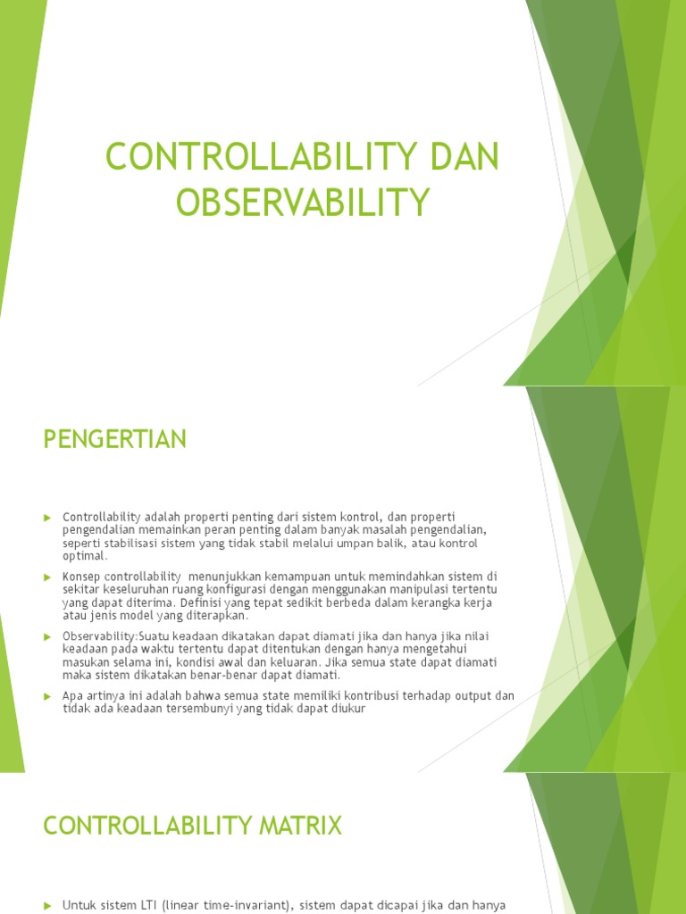 Controllability Dan Observability | PDF