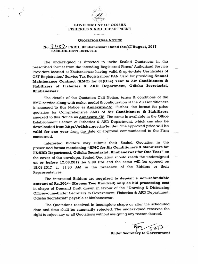 AMC Quotation For Air Conditioners | PDF | Business