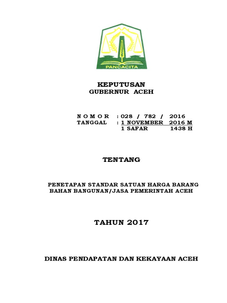 Standar Satuan Harga Bahan Bangunan Dan Jasa Kebutuhan Tahun 2017 PDF | PDF