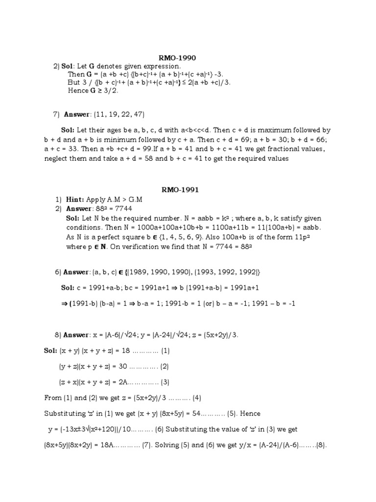 Rmo PDF | PDF | Elementary Mathematics | Numbers