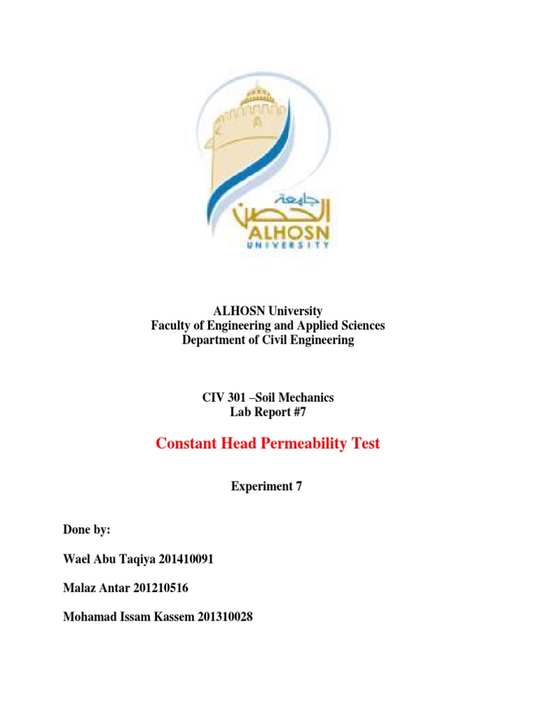 Constant Head Permeability Test Report | PDF | Soil Mechanics ...