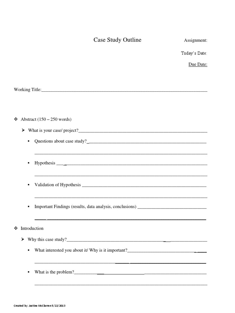 Case Study Outline PDF | PDF | Case Study | Hypothesis
