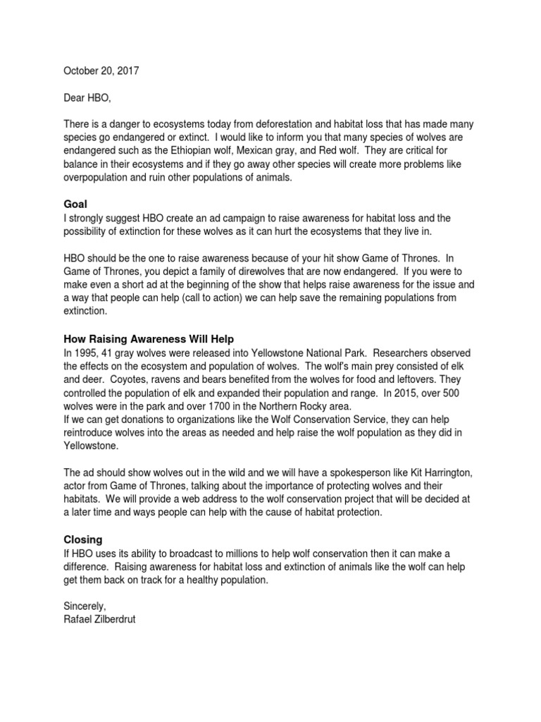 Final Letter To Hbo | PDF