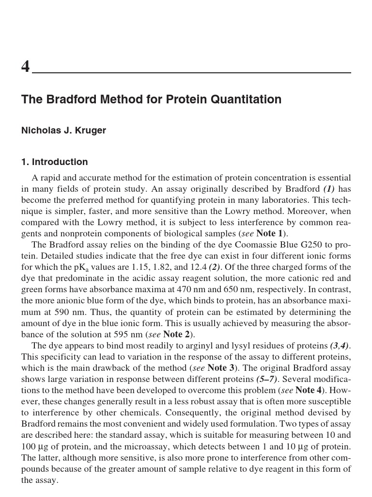 The Bradford Method For Protein Quantitation | PDF | Molecular Biology ...