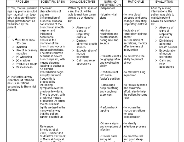 Ineffective Airway Clearance | PDF | Respiratory Tract | Cough
