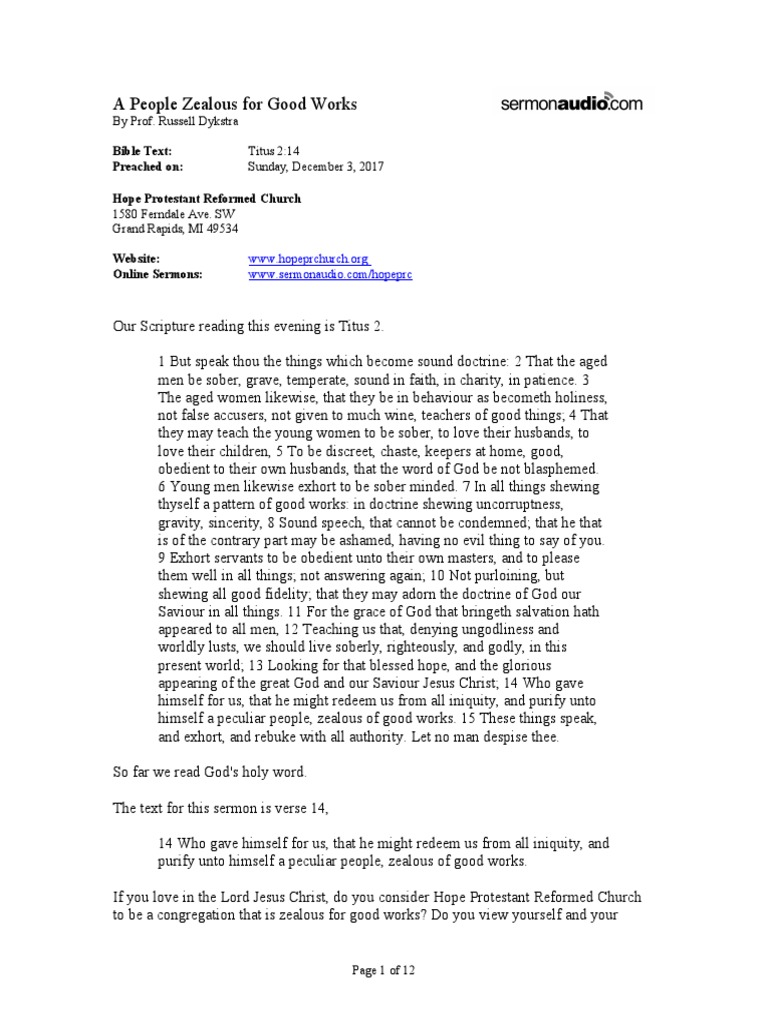 Zealous for Good Works in Faith | PDF | Good Works | Paul The Apostle