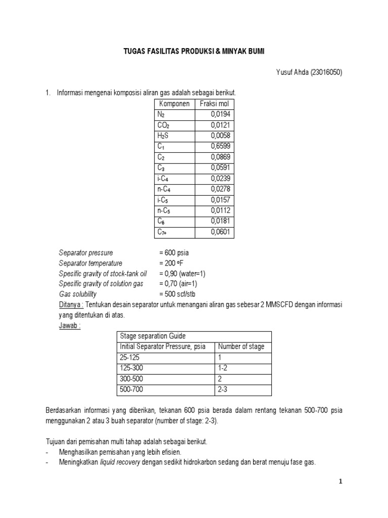 Contoh Soal Perhitungan Separator LNG | PDF