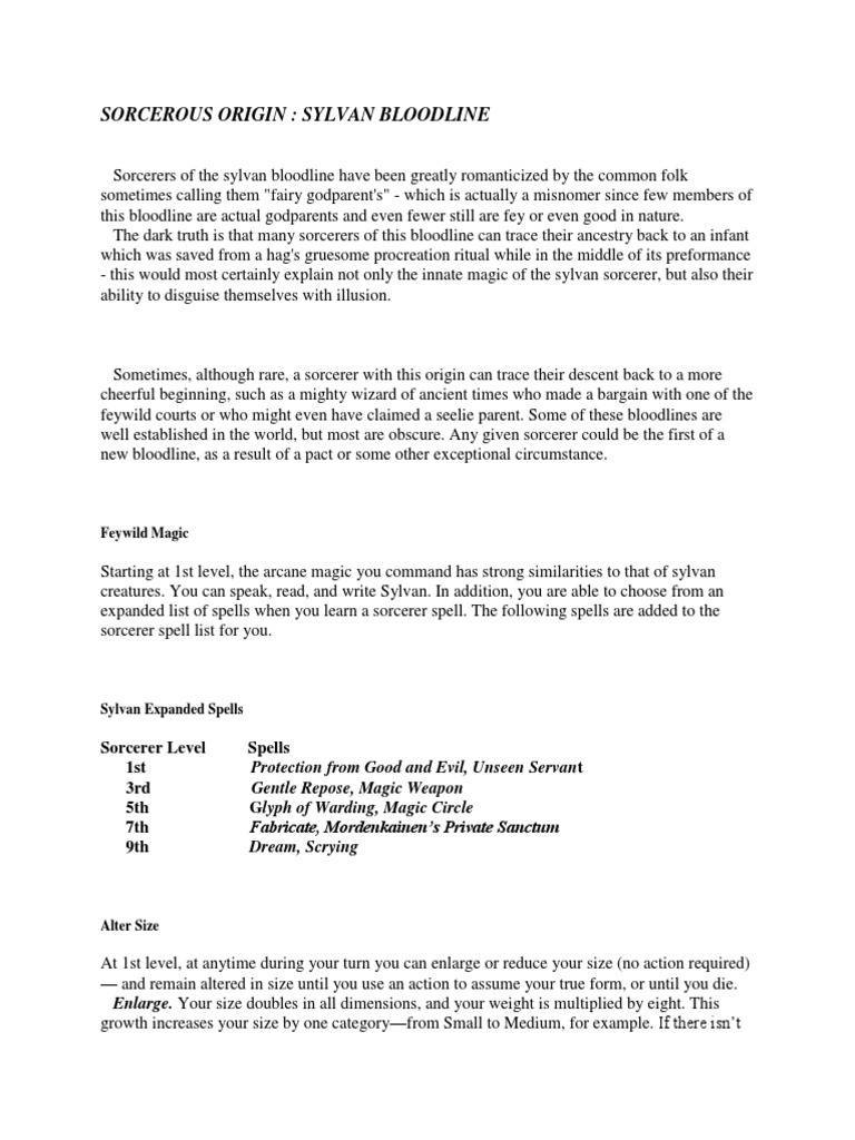 Sylvan Sorcerer Bloodline Guide | PDF | Magician (Fantasy ...