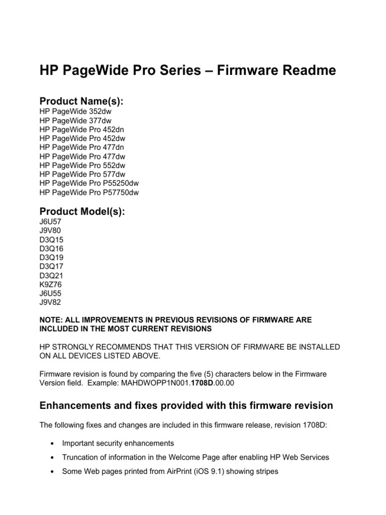 HP PageWide Pro Series README 2017 03 06 PDF | PDF | Image Scanner | Fax