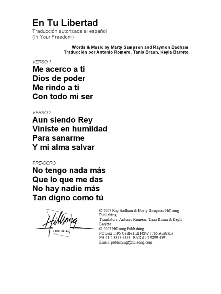 IN YOUR FREEDOM - Spanish Official Translation | PDF