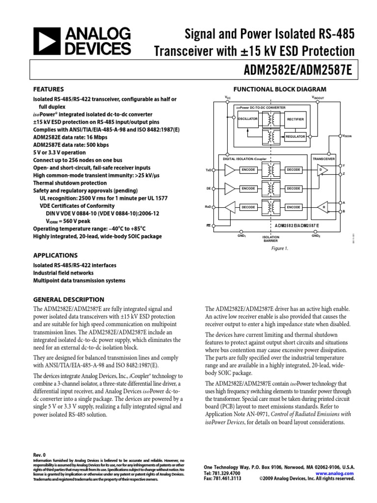 Signal and Power Isolated RS-485 Transceiver With 15 KV ESD Protection ...