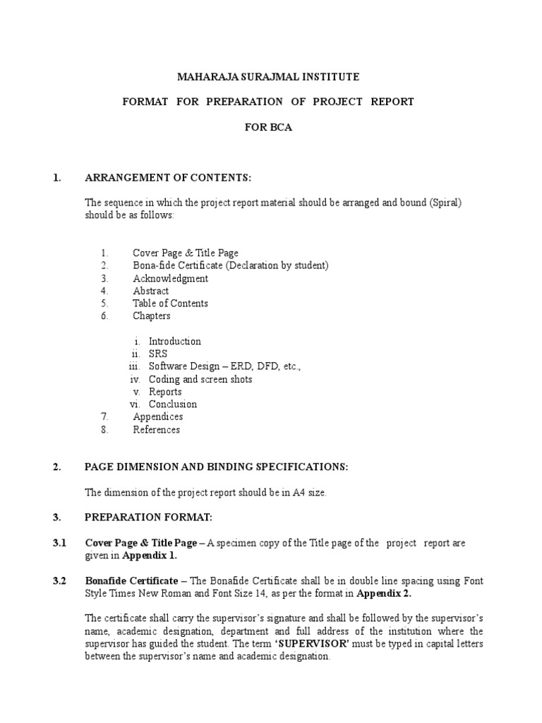 Bca Project Report Format | PDF | Software | Computing And Information ...