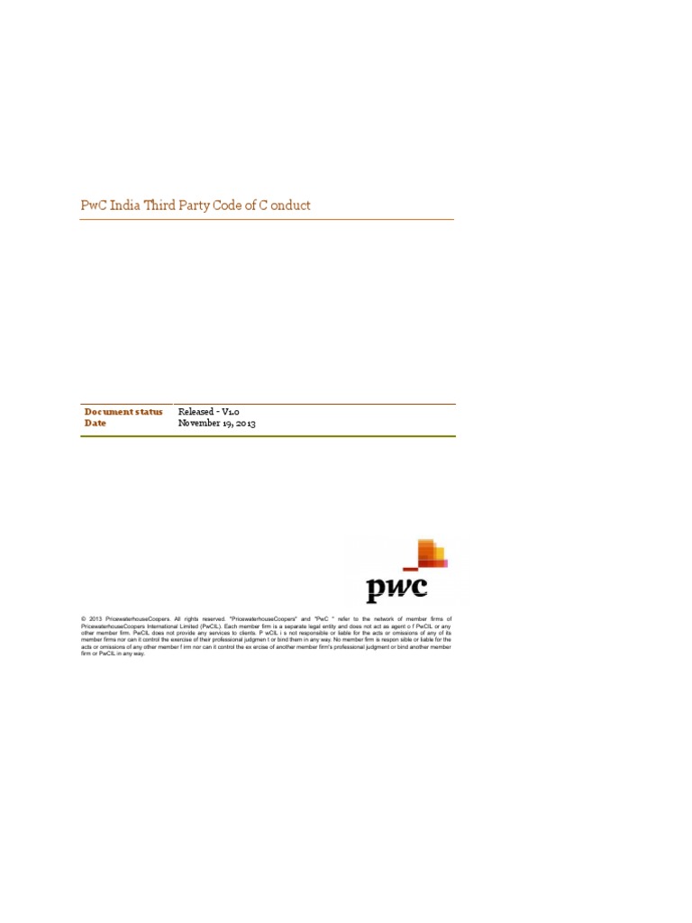 PWC India TP Code of Conduct | PDF | Pricewaterhouse Coopers ...