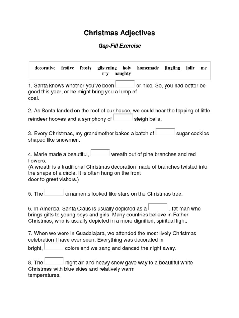 Christmas Adjectives | PDF