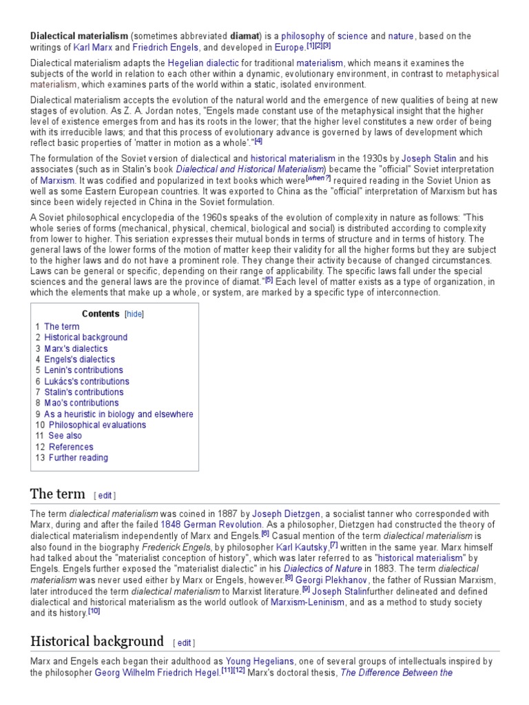 Dialectical Materialism | PDF | Dialectic | Philosophical Traditions