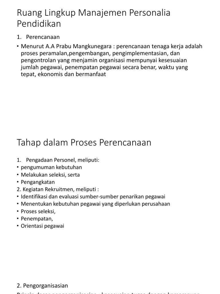 Ruang Lingkup Manajemen Personalia Pendidikan | PDF