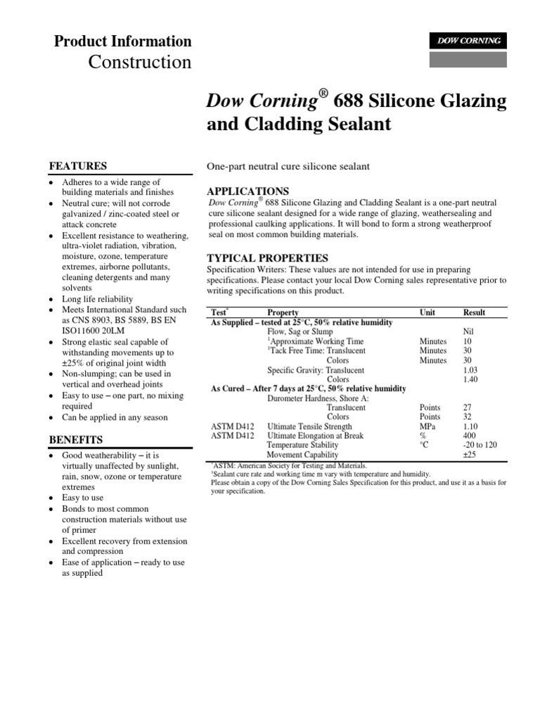 DC 688 Technical Data Sheet | PDF | Silicone | Materials