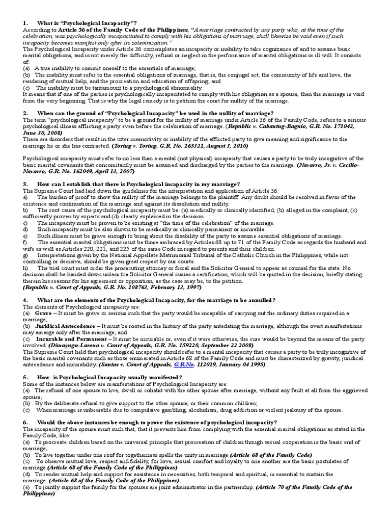 Understanding Psychological Incapacity for Annulment | PDF | Annulment ...