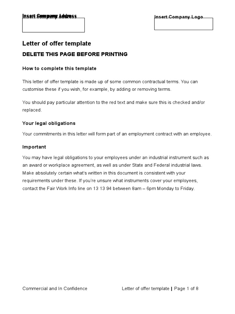 Letter of Offer Template | PDF | Overtime | Confidentiality