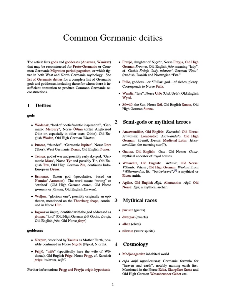 Common Germanic Deities | PDF | Thor | Odin