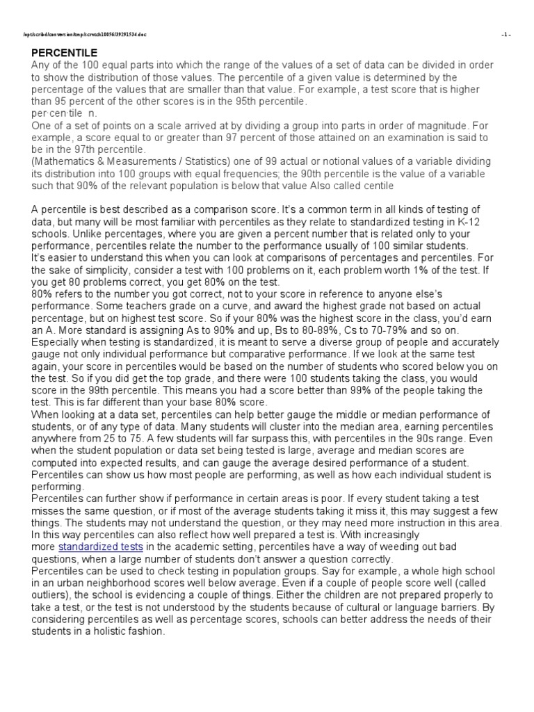 Percentile Standard Deviation | PDF | Standard Deviation | Errors And Residuals