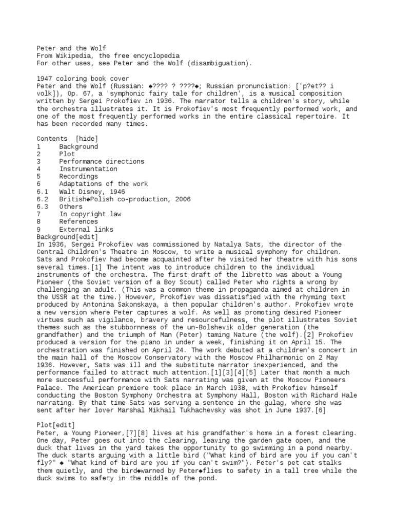 Peter and The Wolf | PDF | Classical Music | Leisure