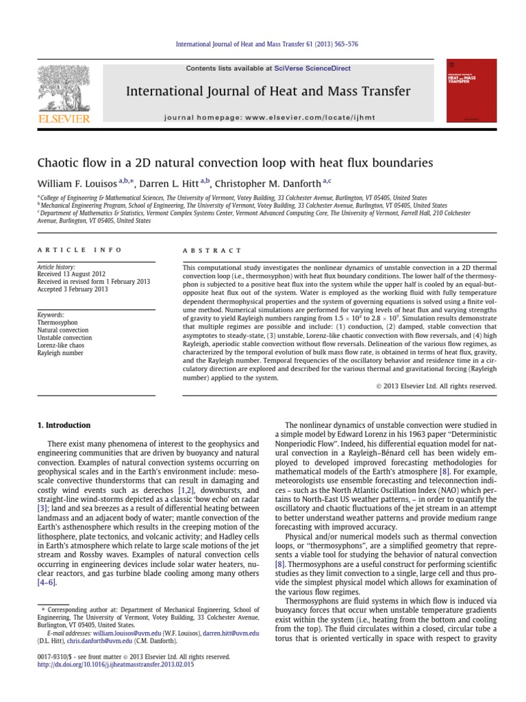 IJHMT Chaotic Flow in a 2D Natural Convection Loop | PDF | Convection ...