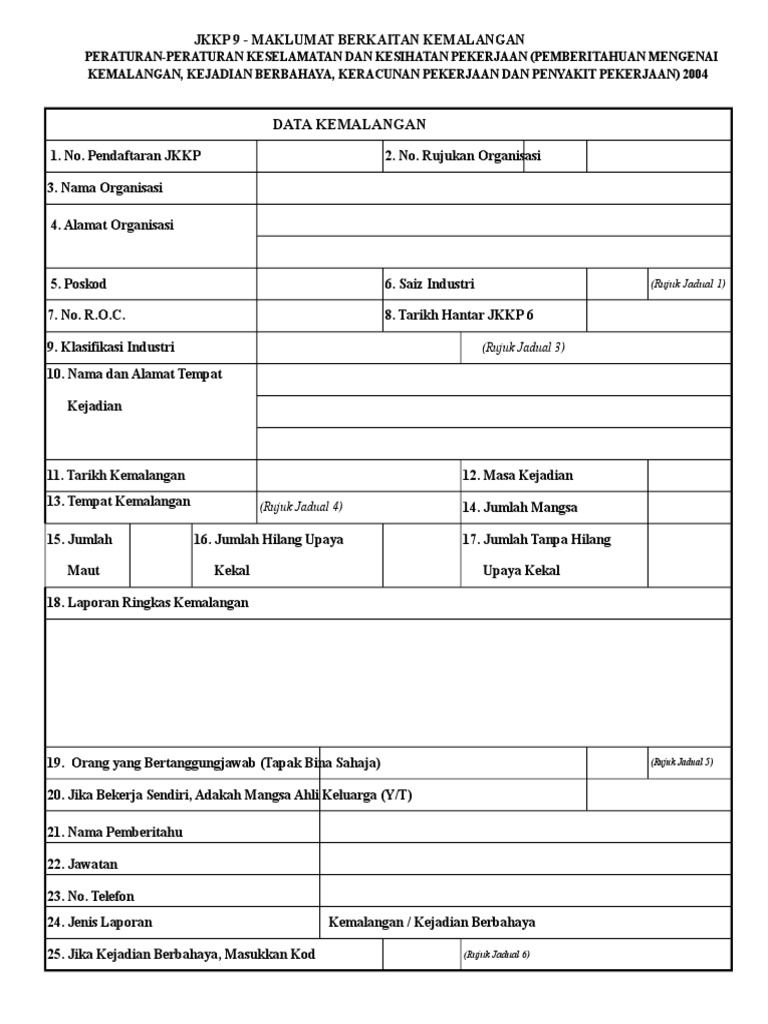 Borang - JKKP 9 | PDF