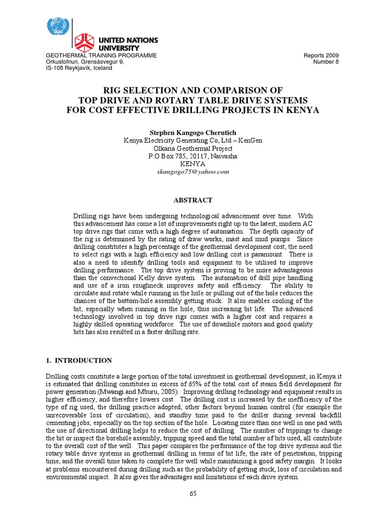 Rig Selection and Comparison | PDF | Drilling Rig | Casing (Borehole)