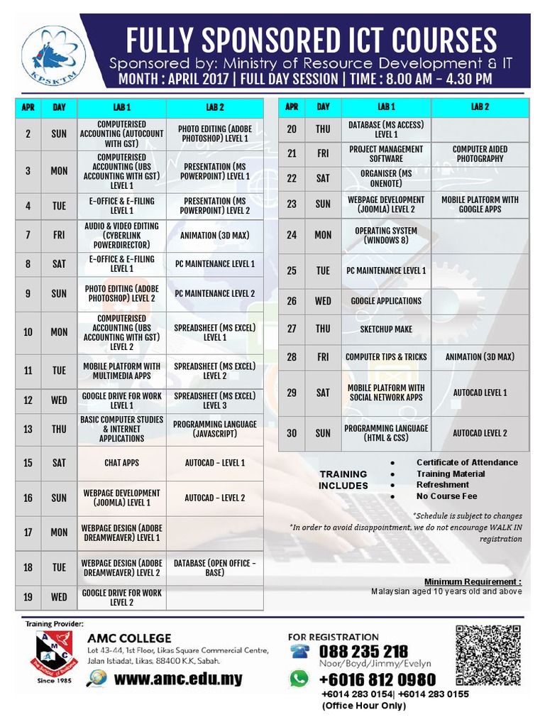 Ict Schedule 2017 - April | PDF | Application Software | Web Page
