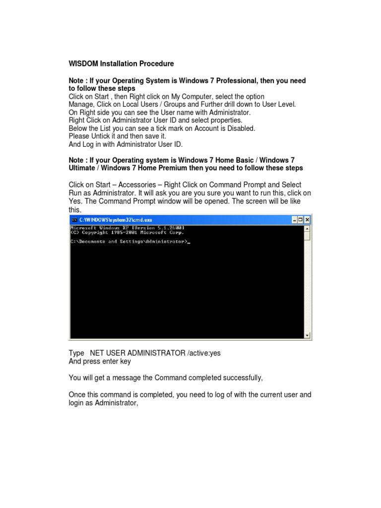Step-by-step instructions for installing and configuring the WISDOM ...
