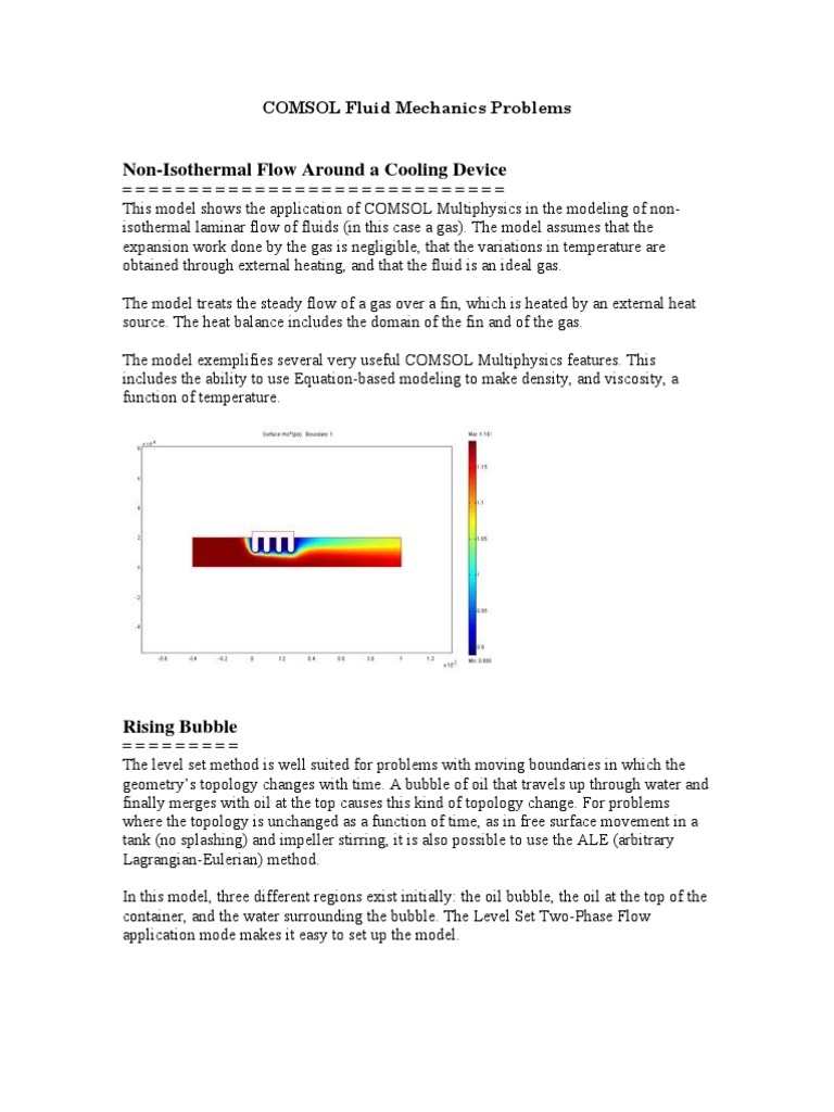 COMSOL Fluid Mechanics Models | PDF | Fluid Dynamics | Heat Transfer