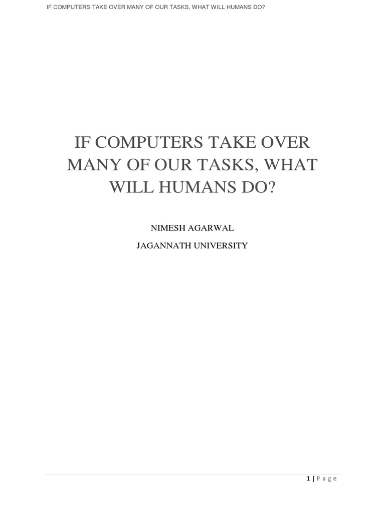 If Computers Take Over Many of Our Tasks | PDF | Artificial ...