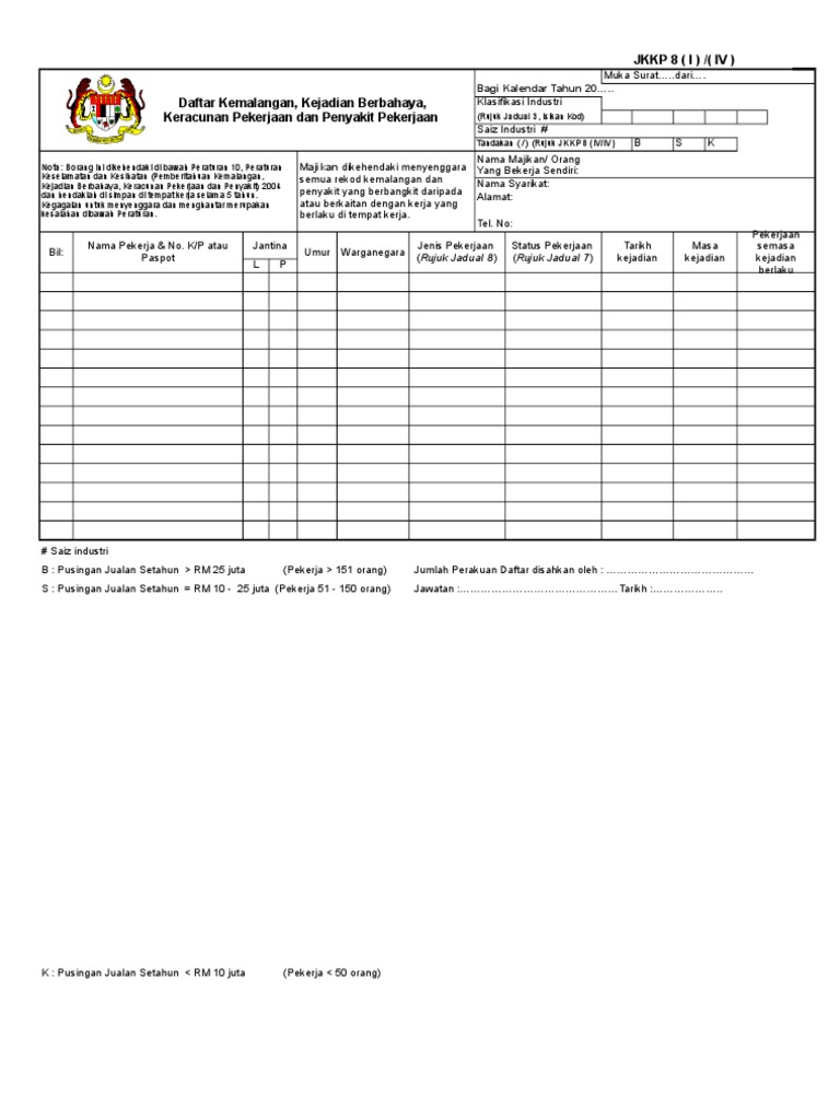 Borang - JKKP 8 | PDF