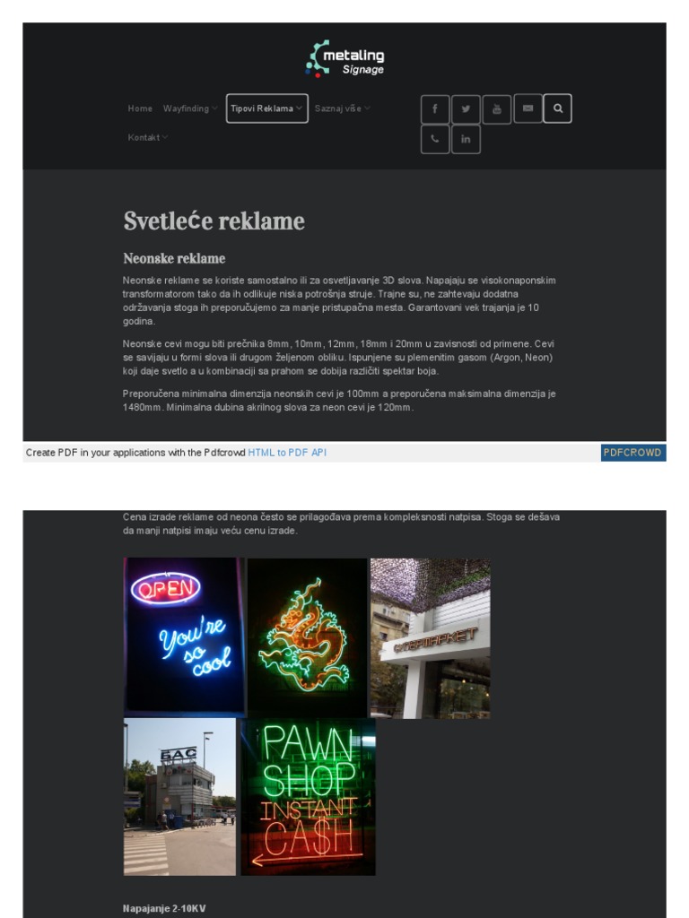Metaling Svetlece Reklame Neon Reklama | PDF