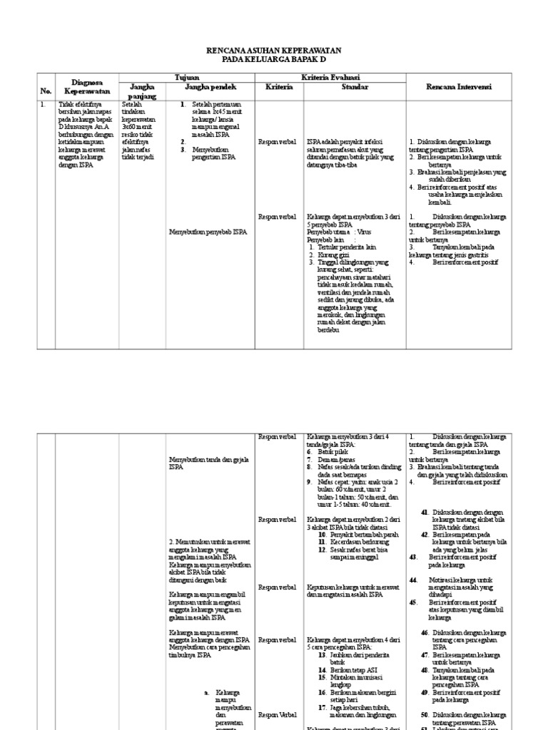 Rencana Asuhan Keperawatan Ispa | PDF