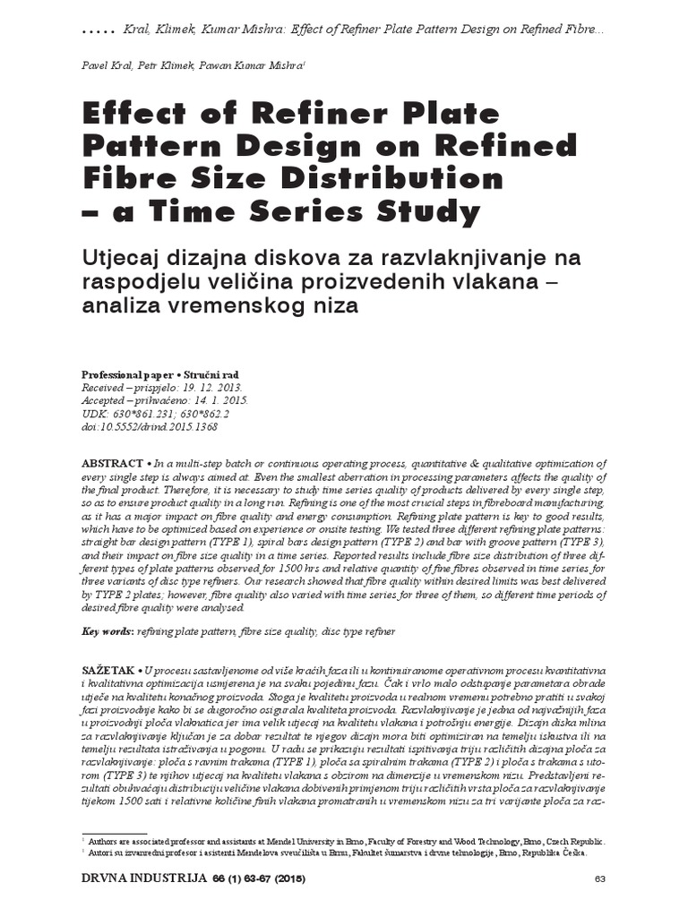 Analysis of the Impact of Refiner Plate Pattern Design on Fibre Size ...